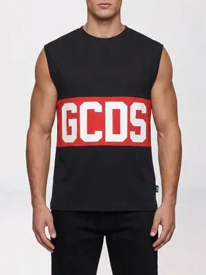 Gcds Sleeveless Top In Cotton With Logo - Black
