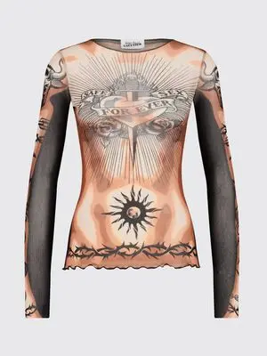 JEAN PAUL GAULTIER Safe Sex Tattoo Re-edition Printed Tulle Top - Multicolor