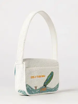 Staud Tommy Shoulder Bag With All-over Beaded Graphic Embroidery