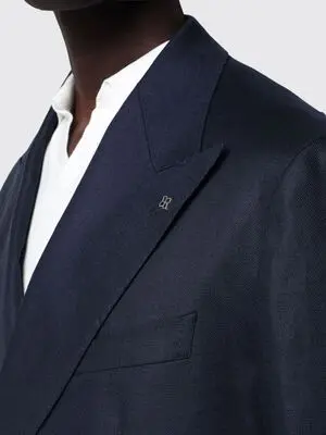 Tagliatore Double-breasted Linen Blazer With Lapel Collar