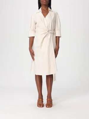 Pinko Midi Wrap Dress With Ring Detail - Beige