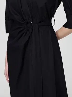 Pinko Midi Wrap Dress With Ring Detail - Black