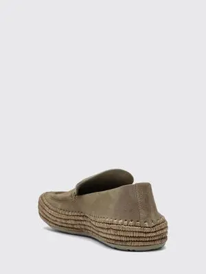Loewe Rio Suede Calfskin Loafers With Woven Midsole - Grey
