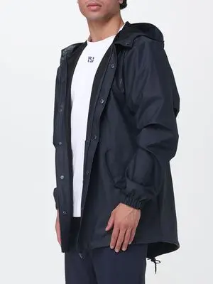 Rains Hooded Raincoat In Polyester - Navy