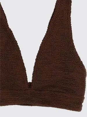Hunza G Crinkle V-neck Bikini With Mid-rise Bottoms - Brown