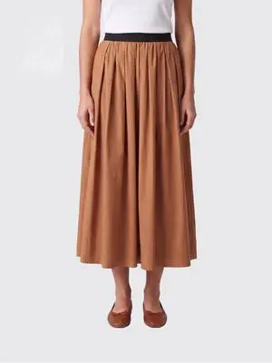 TELA Cotton Pleated Midi Skirt - Brown