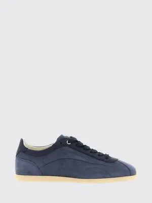 Brunello Cucinelli Low Top Sneakers In Smooth Calfskin And Nubuck - Blue
