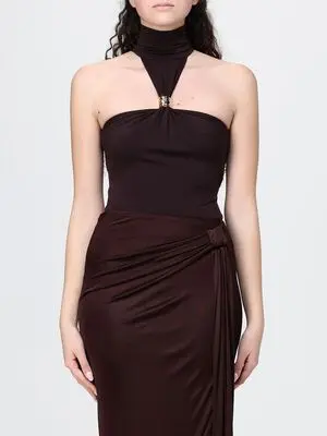 Elisabetta Franchi Cut-out Viscose Bodysuit Top - Dark