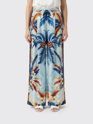 F.R.S FOR RESTLESS SLEEPERS Tropical Print Silk Palazzo Trousers - Blue