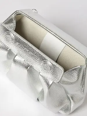 THEMOIRE Laminated Vegan Leather Clutch - Silver