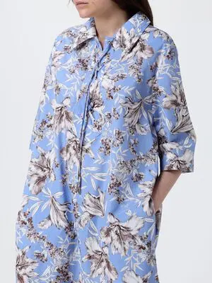 Liu Jo Floral Print Cotton Poplin Mini Shirt Dress - Multicolor