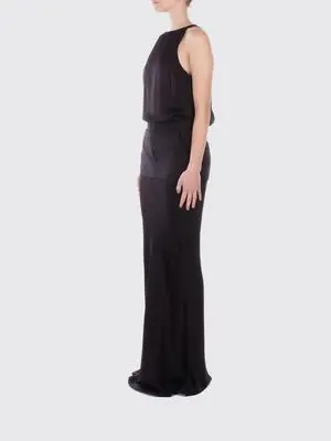 DONDUP Long Satin Gown With Off-the-shoulder Sleeves