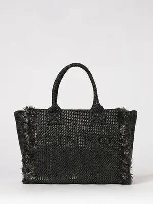 Pinko Tote Bag With Fringe Detail - Black