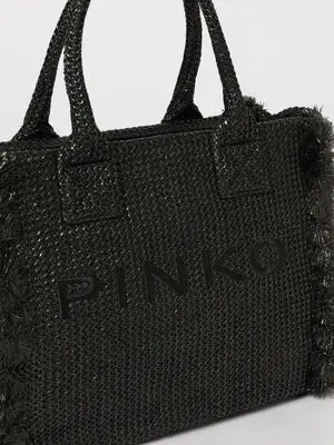 Pinko Tote Bag With Fringe Detail - Black