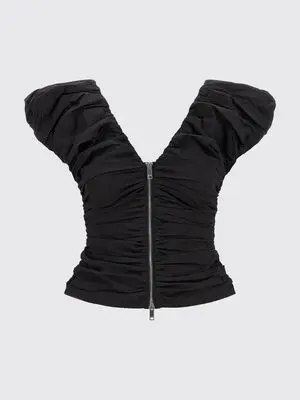 GANNI Ruched Cotton Top With Zip