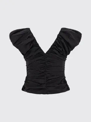 GANNI Ruched Cotton Top With Zip