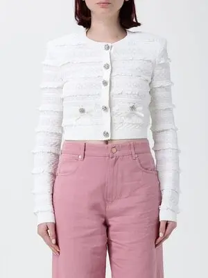 SELF-PORTRAIT Viscose Blend Cardigan - White