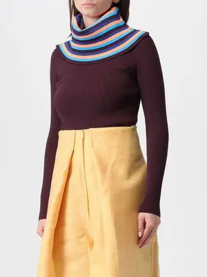 Sunnei Ribbed Knit Top With Contrasting Collar - Violet