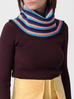 Sunnei Ribbed Knit Top With Contrasting Collar - Violet