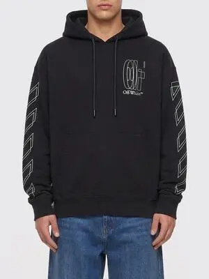 Off-White Cotton Sweatshirt With Arrow - Black