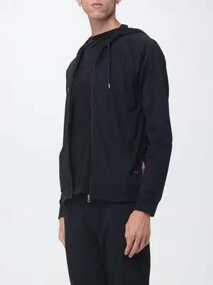 Paul Smith Zip-up Hoodie With Signature Stripe Detail - Black