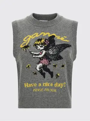 GANNI Wool Vest With Logo