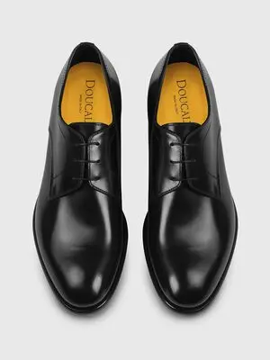 DOUCAL'S Polished Leather Oxford Shoes - Black