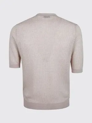 BALLANTYNE Cotton And Linen Blend Crew Neck Short Sleeve Jumper - Beige
