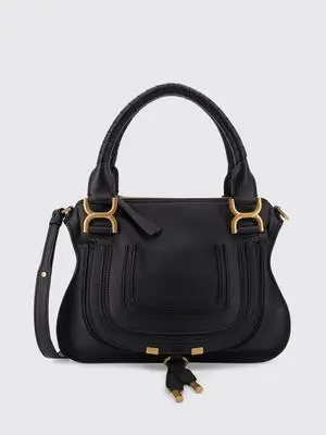 Chloé Marcie Small Grained Calfskin Handbag With Woven Handles - Black