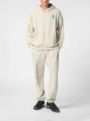 PLEIN SPORT Cotton Blend Zip-up Hoodie - Grey