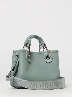 Emporio Armani Textured Leather Handbag With Logo Tag
