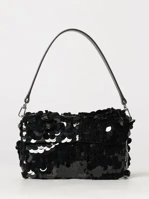 Staud Timmy Rectangular Mini Shoulder Bag With Sequins And Removable Handle - Black