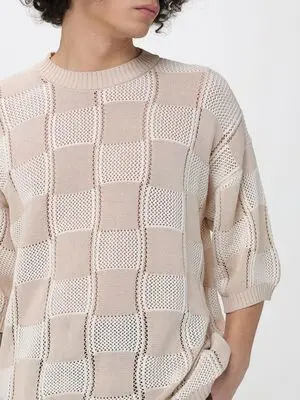 LANEUS Crew Neck Sweater With Check Pattern