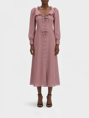 Alessandra Rich Polka Dot Silk Chemisier Dress - Violet