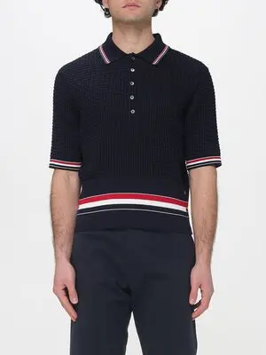 Thom Browne Cotton Knit Polo Shirt - Navy
