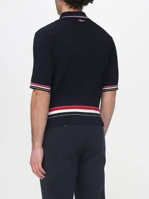 Thom Browne Cotton Knit Polo Shirt - Navy