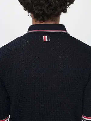 Thom Browne Cotton Knit Polo Shirt - Navy