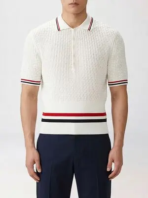 Thom Browne Cotton Knit Polo Shirt White