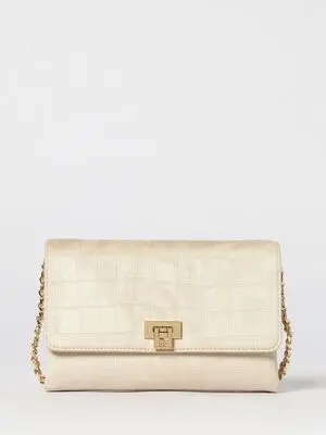 Elisabetta Franchi Suede Crocodile Print Bag - Yellow