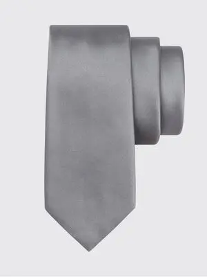 FERRAGAMO Solid Pure Silk Formal Tie - Grey