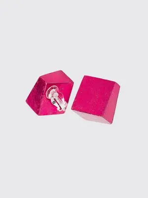 MONIES Diamond-shaped Acacia Wood And Silver Clip-on Earrings