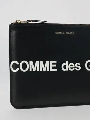Comme Des Garçons Leather Pouch With Printed Logo