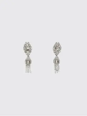 Alessandra Rich Brass Earrings With Set Rhinestones - Silver
