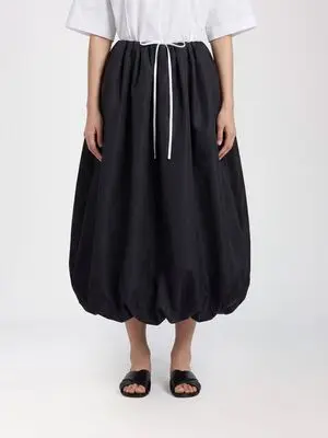 Calvin Klein A-line Midi Skirt In Silk Blend With Drawstring Waist - Black
