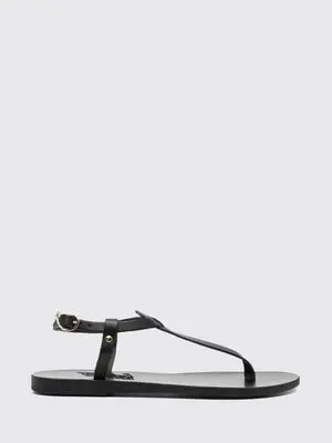 ANCIENT GREEK SANDALS Lito Leather Thong Sandals With Low Heel - Black