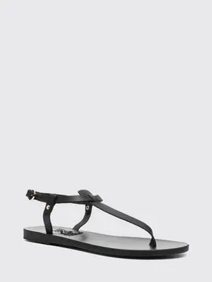 ANCIENT GREEK SANDALS Lito Leather Thong Sandals With Low Heel - Black