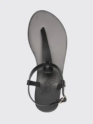 ANCIENT GREEK SANDALS Lito Leather Thong Sandals With Low Heel - Black