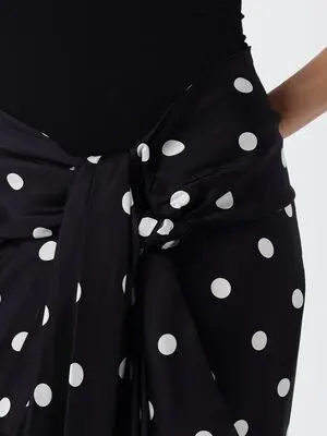 Sportmax Polka-dot Silk Midi Wrap Skirt