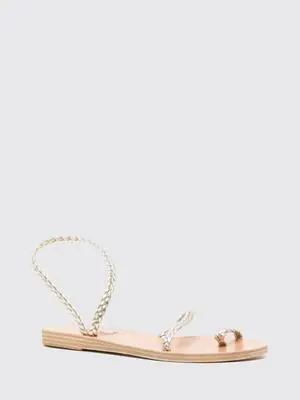 ANCIENT GREEK SANDALS Woven Nappa Leather Flat Thong Sandals - Silver