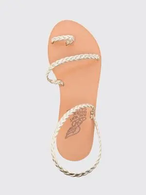 ANCIENT GREEK SANDALS Woven Nappa Leather Flat Thong Sandals - Silver
